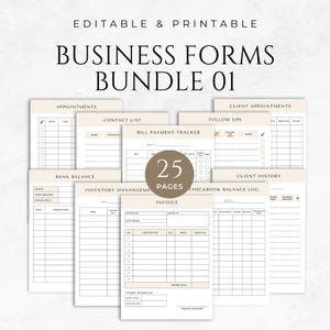 Business Forms Bundle Templates Printable Invoice Templates Financial ...