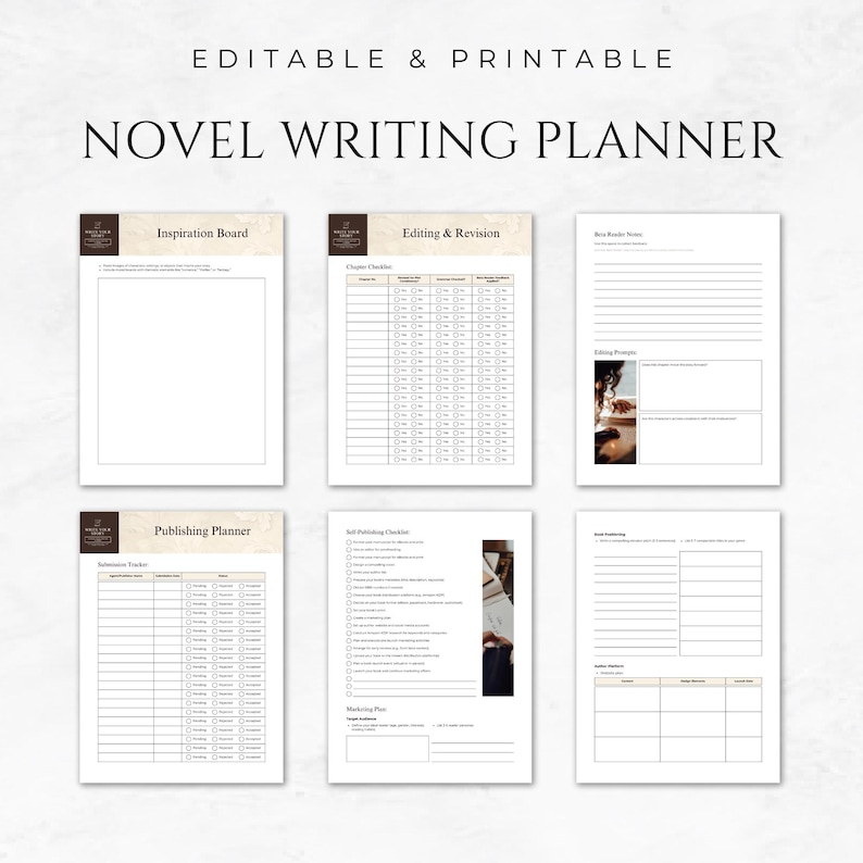 Novel Writing Planner Template Printable Character Development Author ...