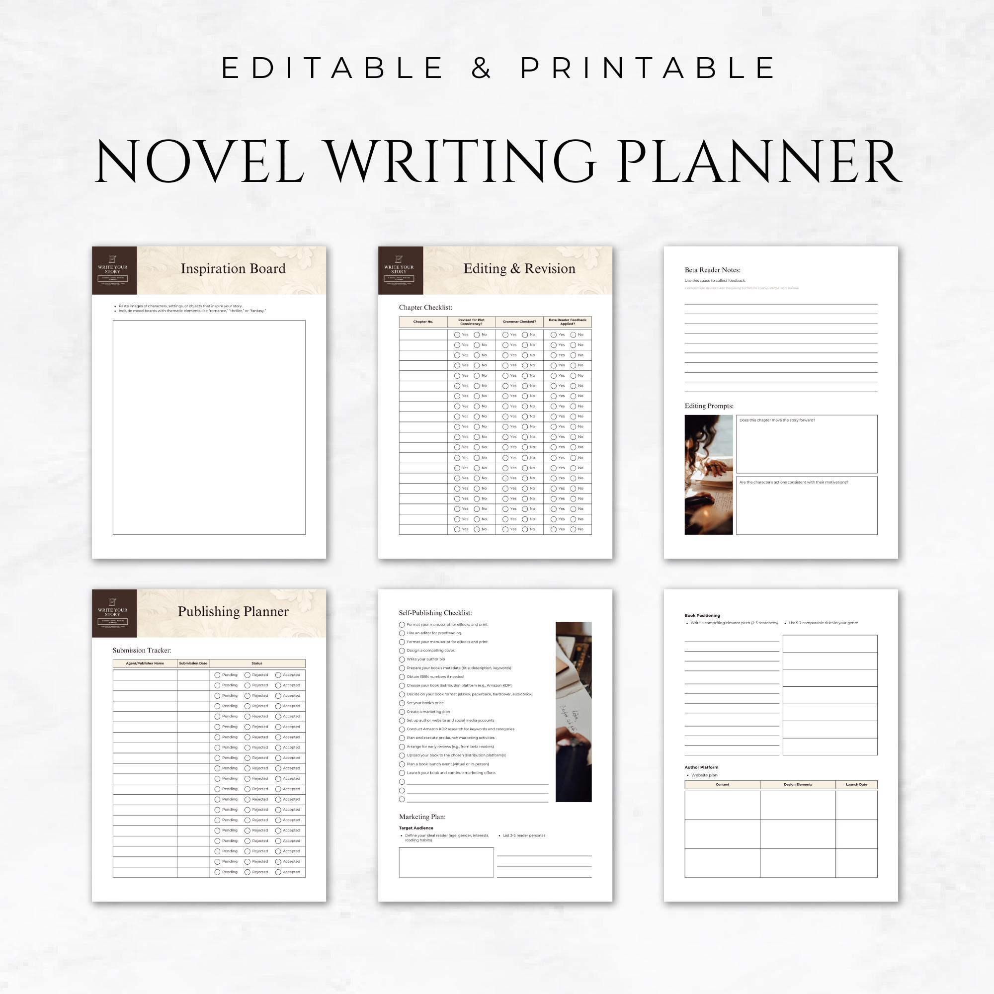 Novel Writing Planner Template Printable Character Development Author ...