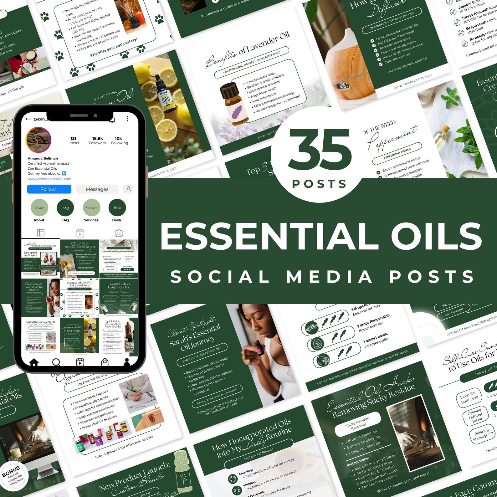 Essential Oils Social Media Posts Aromatherapy Instagram Templates ...