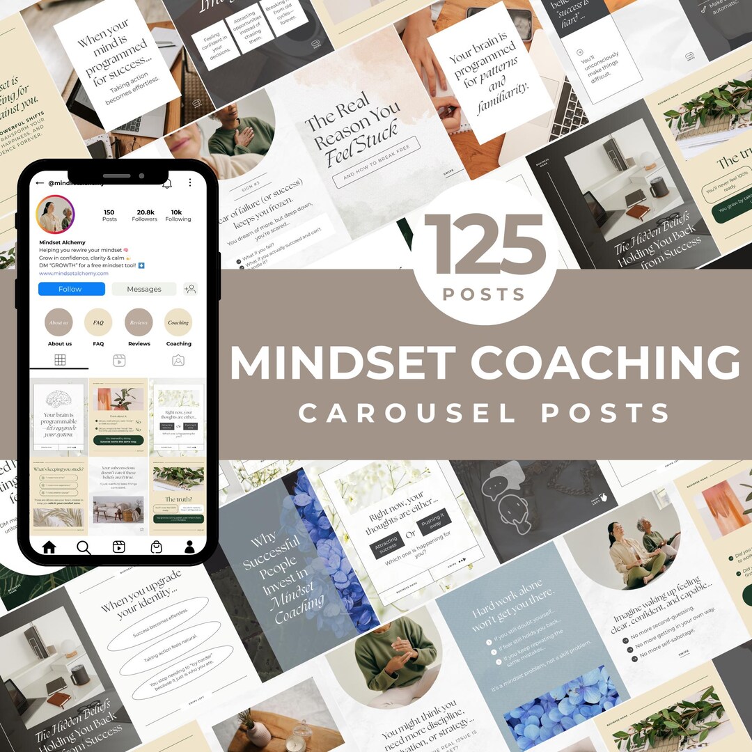 Mindset Coaching Carousels Post Templates Mindset Instagram Template ...