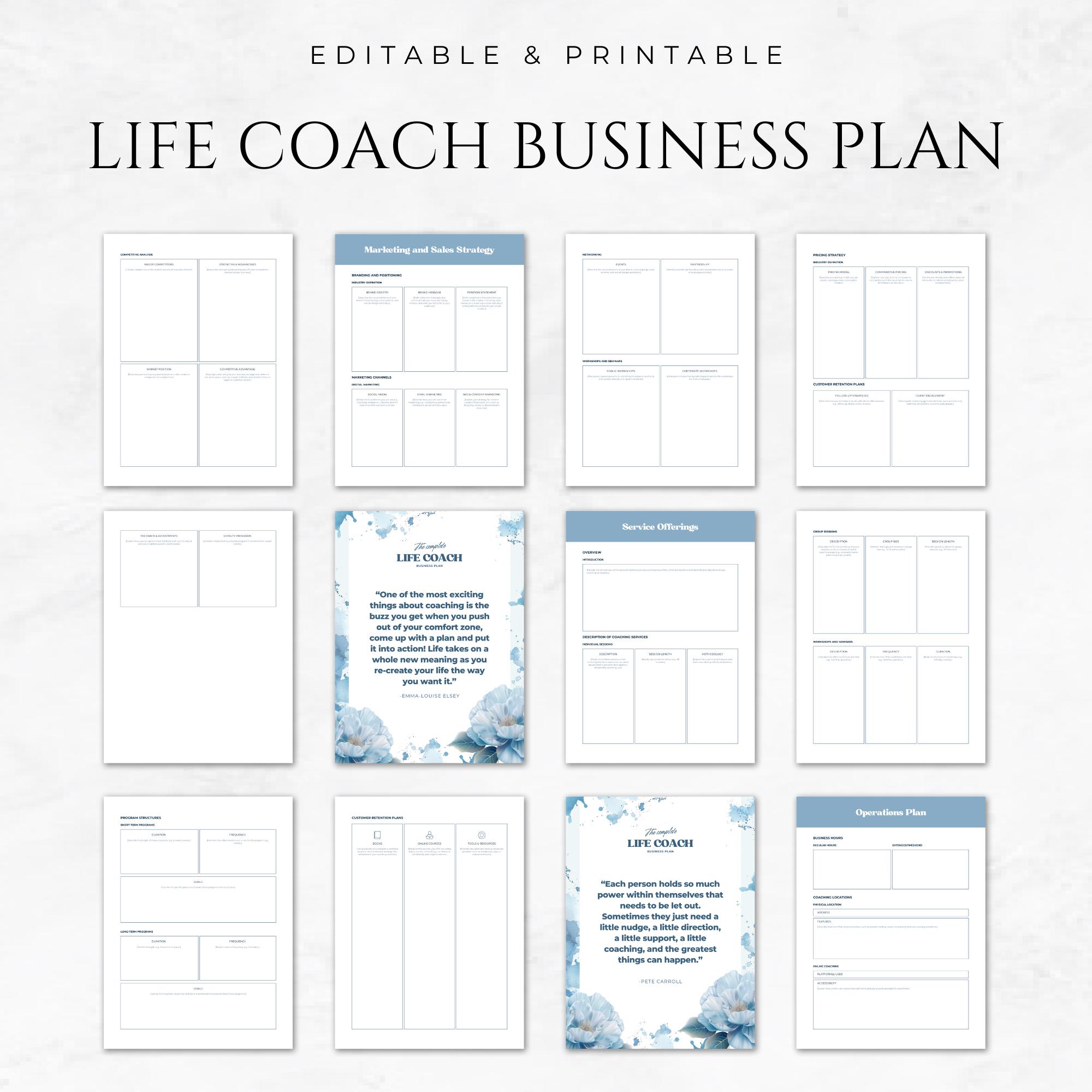 Life Coach Business Plan Canva Template Business Plan Template Life ...