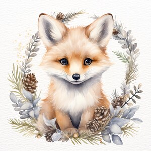 Cute Winter Foxes Clipart Christmas Foxes PNG Woodland Fox Christmas ...