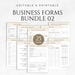 Business Forms Bundle Templates Printable Order Forms Password Tracker ...