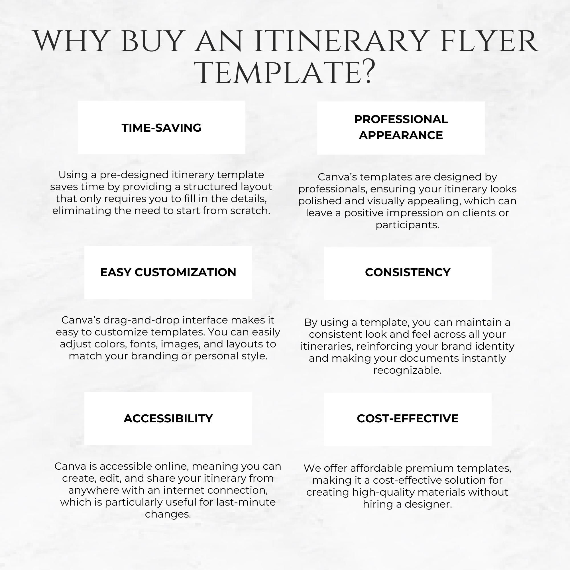 Travel Itinerary Flyer Template Printable Trip Itinerary Flyer Travel ...