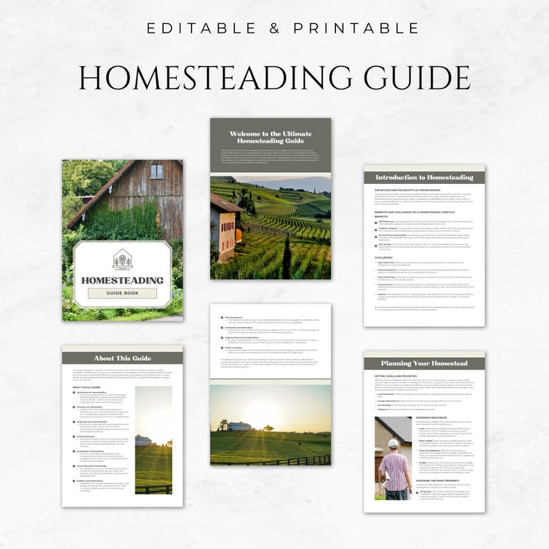 Homesteading Guide Template Self-sufficiency Planner Sustainable Living ...