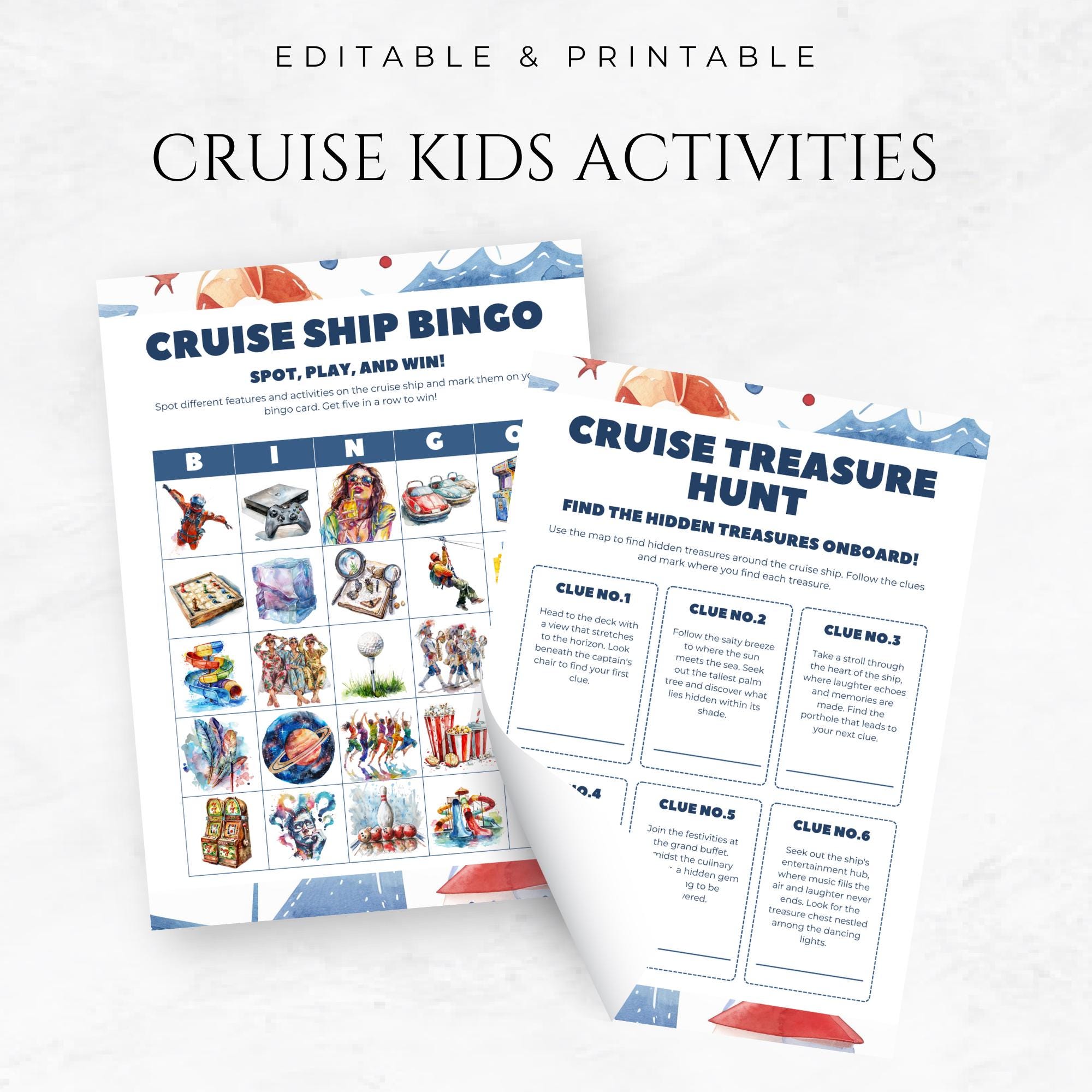 Cruise Ship Activities for Kids Printable Kids Bingo Kids Word Search ...