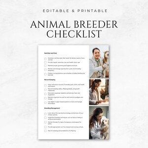 Animal Breeder Checklist Template Animal Breeding Planner Template Pet ...