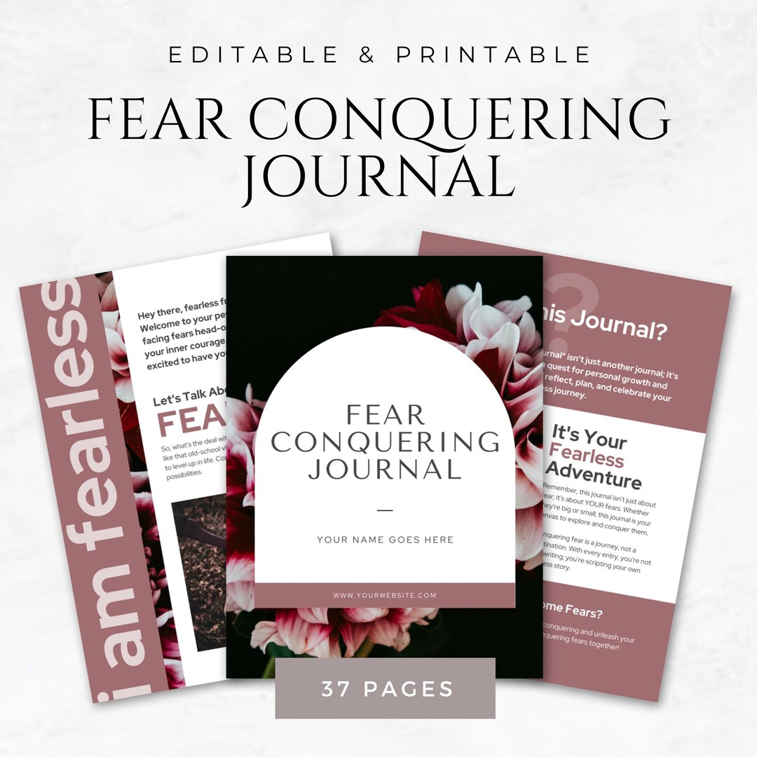 Fear Conquering Journal Canva Template Overcoming Fear Journal Anxiety ...