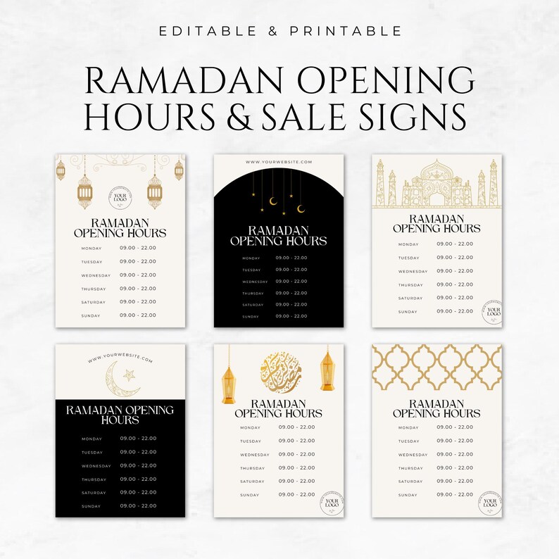 Ramadan Store Opening Hours Template Ramadan Sale Signs Template Eid ...