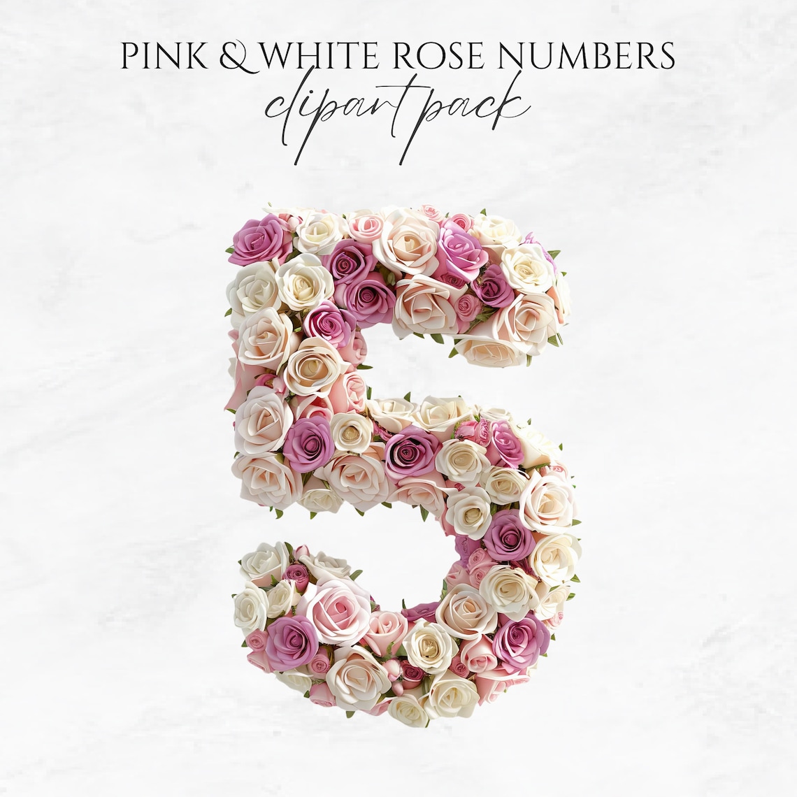 Rose Numbers Clipart Pink Rose Clipart White Rose Clipart Floral ...