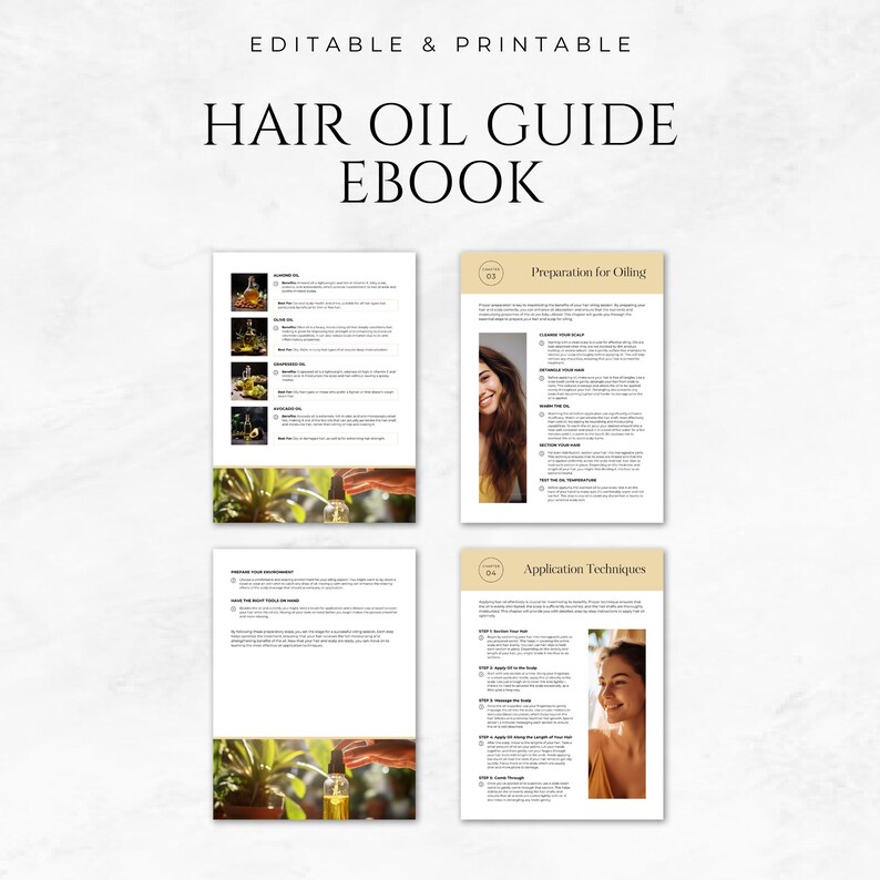 Hair Oil Guide Template Printable Hair Oil Ebook Hair Oil Tutorial Hair ...