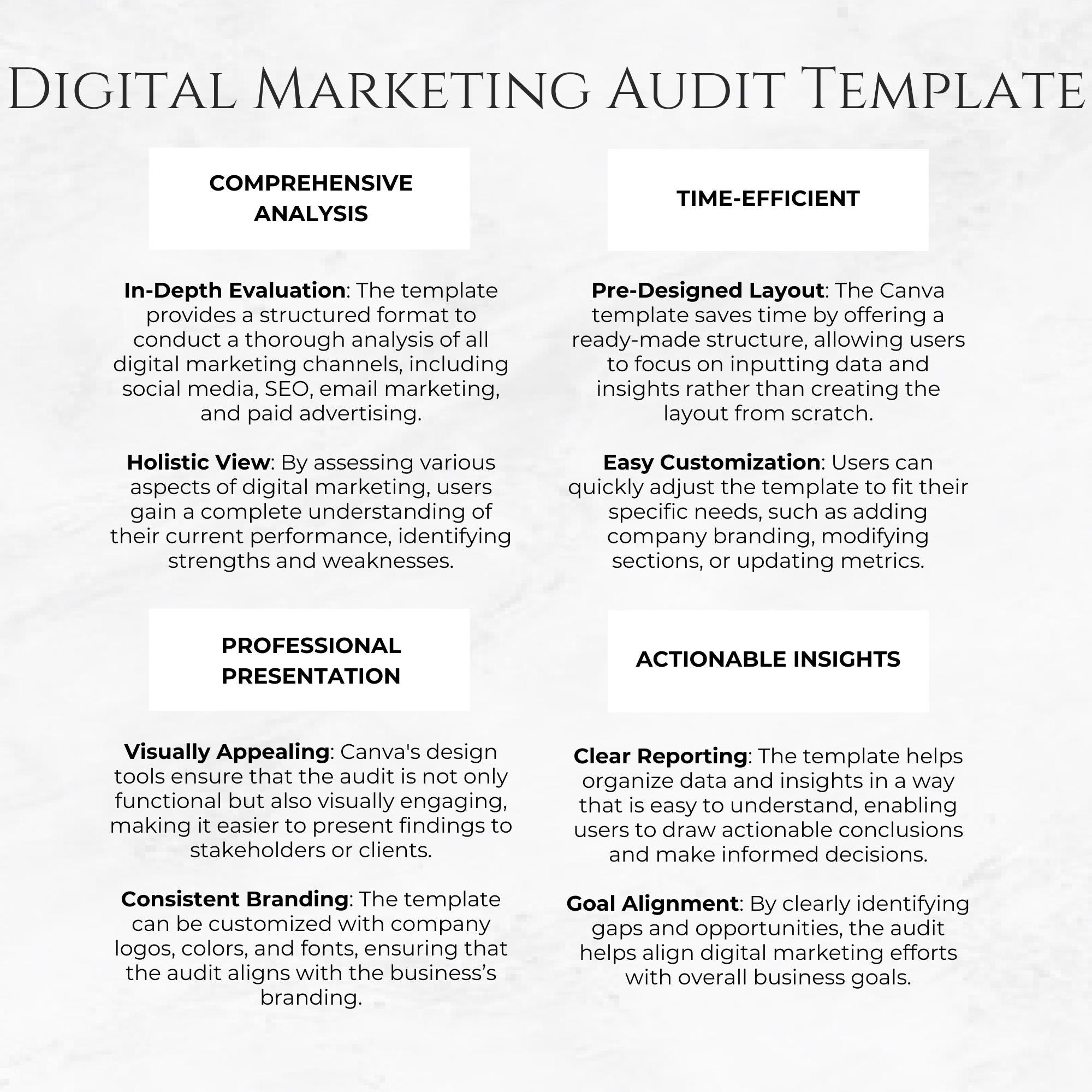 Digital Marketing Audit Report Template Printable Marketing Audit ...