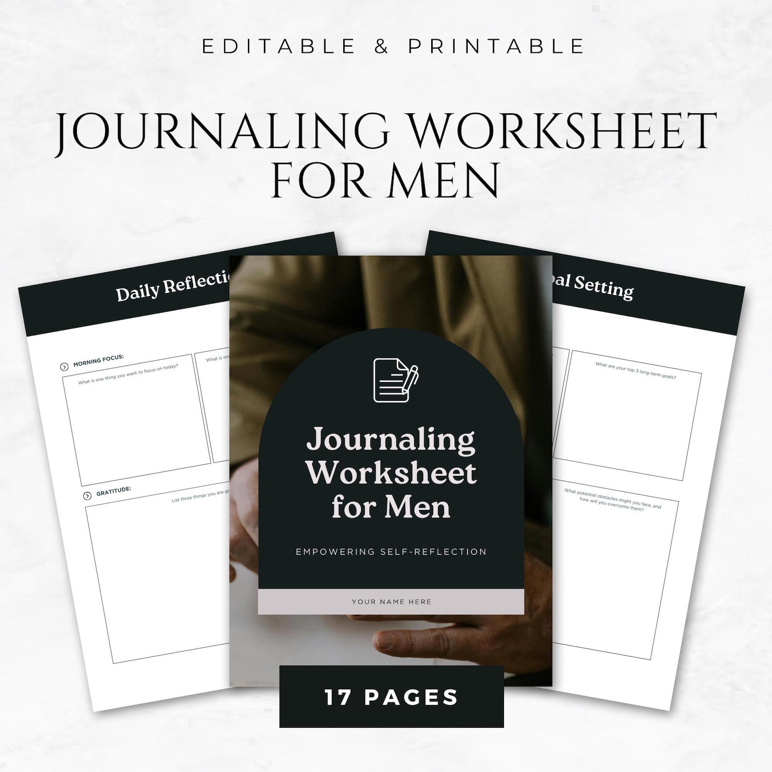Journaling Worksheet for Men Template Printable Self-reflection ...