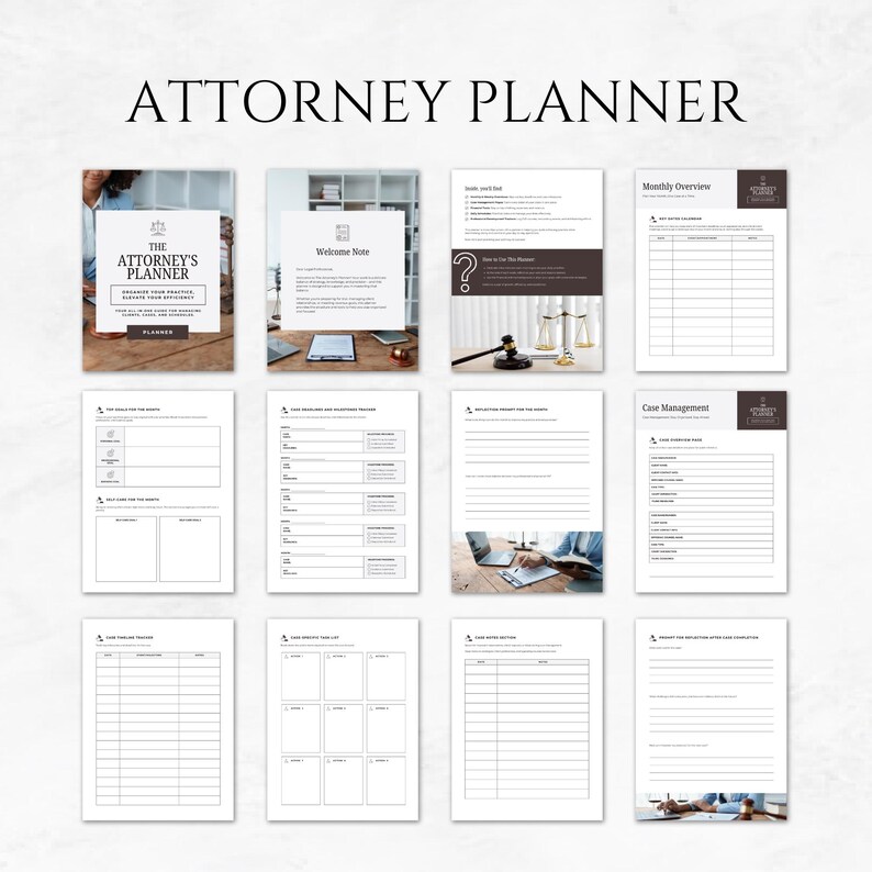 Attorney Planner Template Printable Lawyer Planner Law Office Planner ...