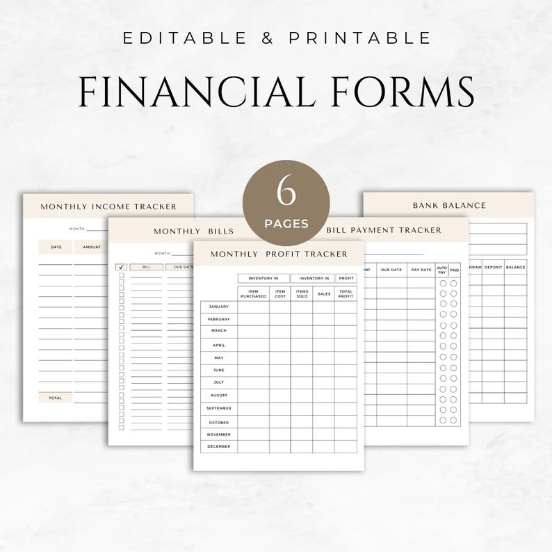 Business Forms Bundle Templates Printable Invoice Templates Financial ...