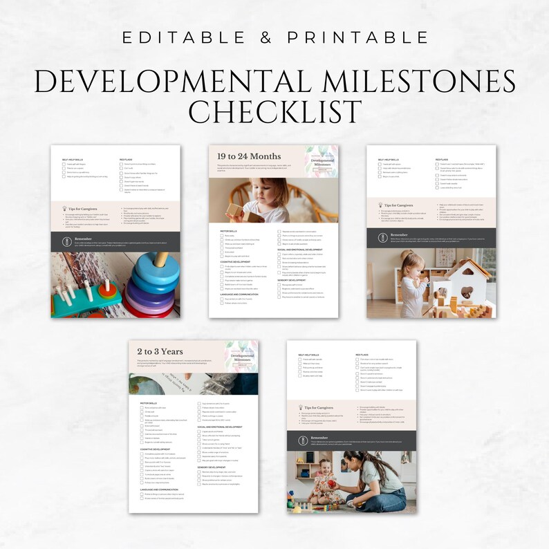 Developmental Milestones Checklist Template Baby Milestone Tracker ...