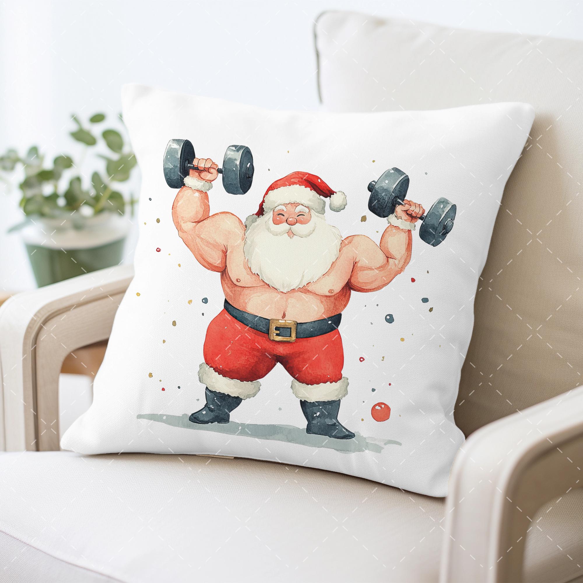 Muscular Santa Claus Clipart Powerlifter Santa Strong Santa Bodybuilder ...