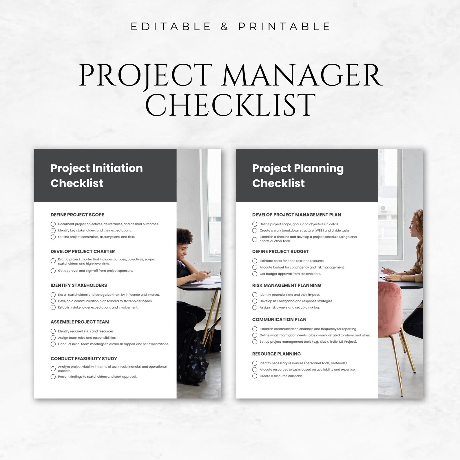Project Manager Checklist Template Printable Project Management Canva ...