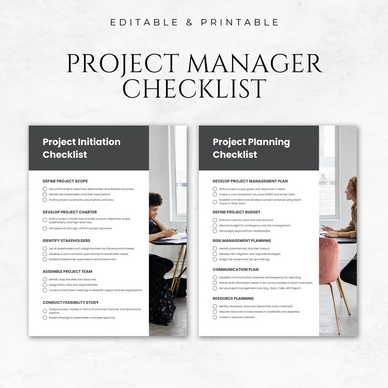 Project Manager Checklist Template Printable Project Management Canva ...