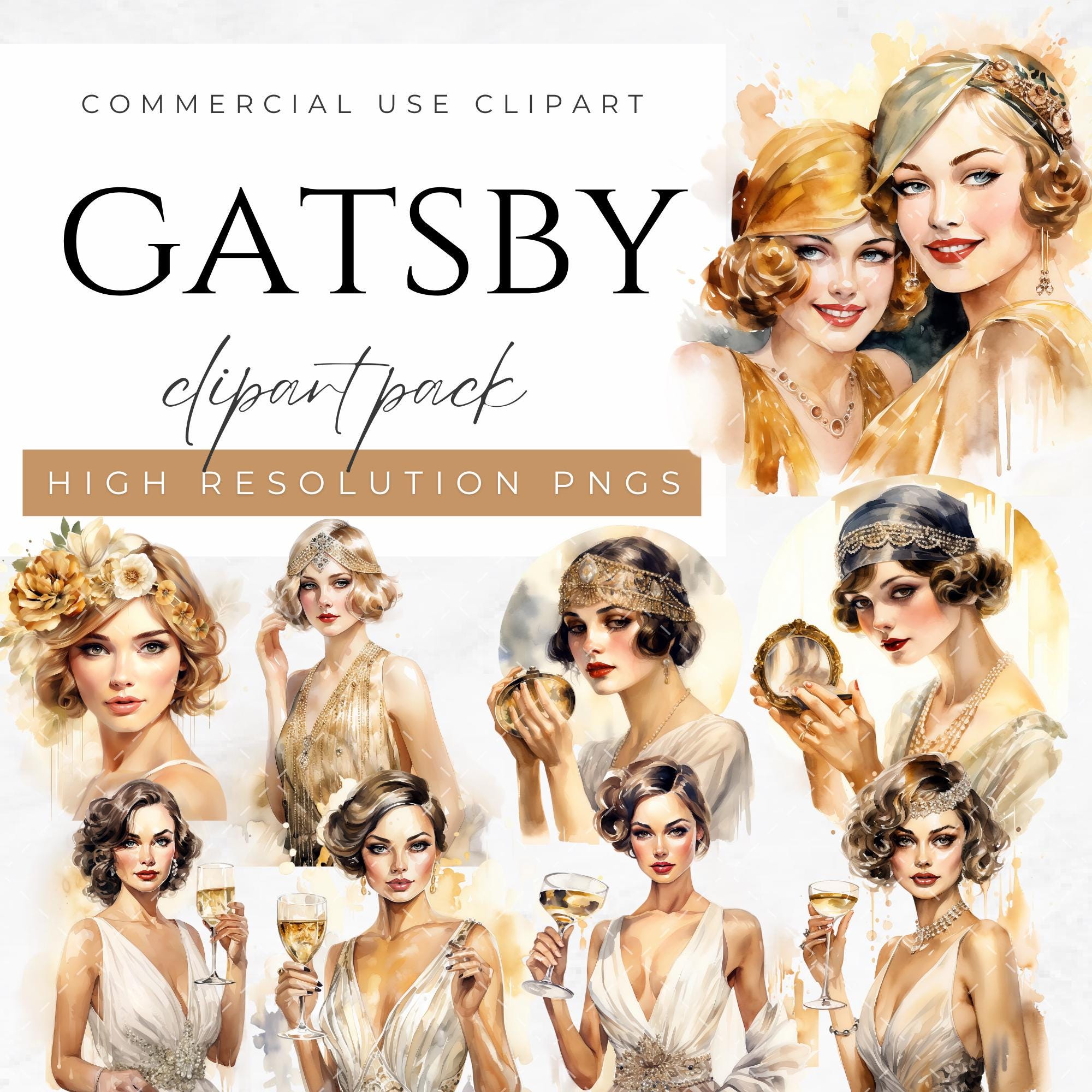 Gatsby Clipart Pack 1920s Clipart Great Gatsby Party Graphics Vintage ...