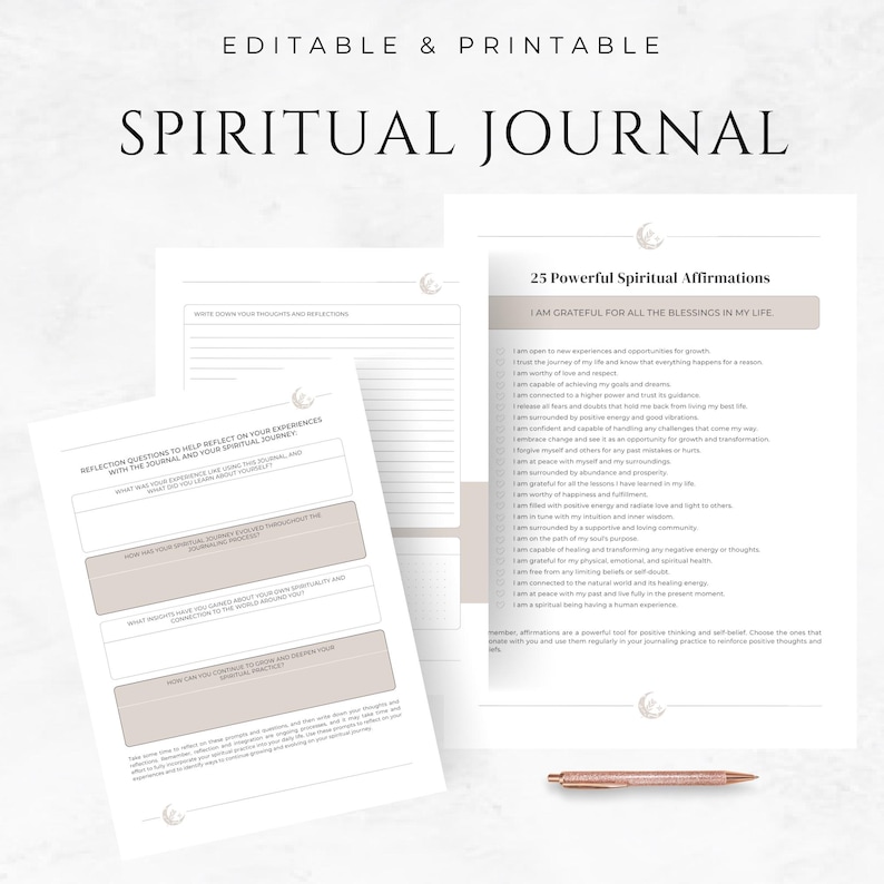 Spiritual Journal Template Printable Spiritual Journey Workbook ...