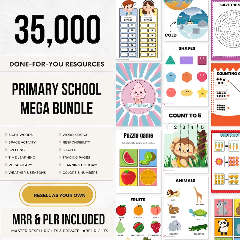 35,000+ Educational Resources for Primary School Bundle With PLR & MRR ...
