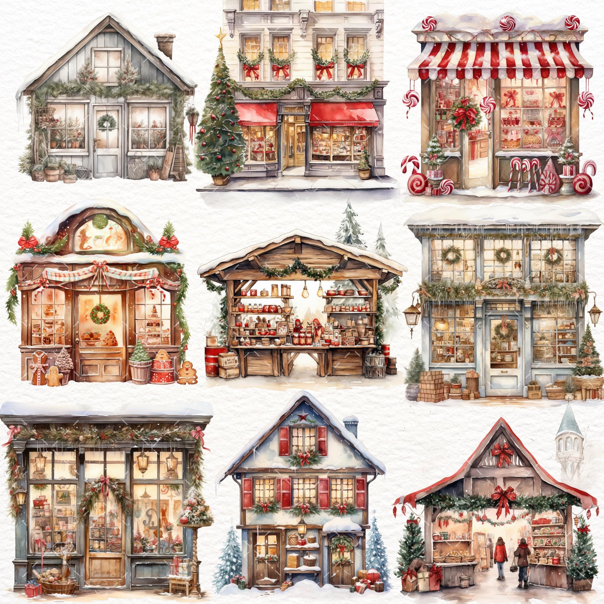 Christmas Storefronts Clipart Holiday Shop Clipart Festive Storefronts ...