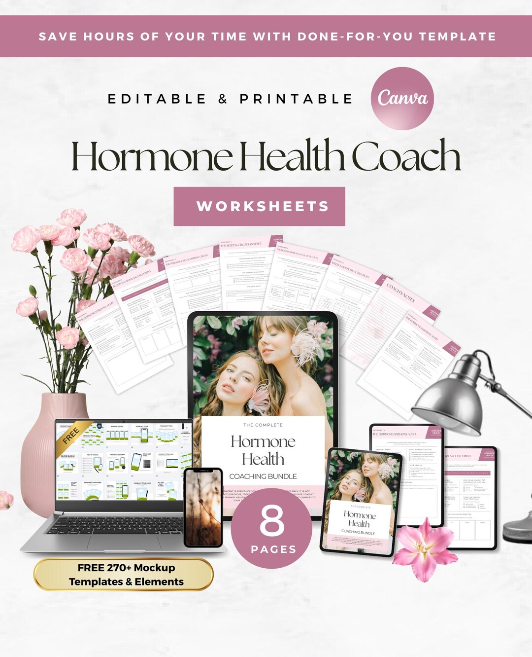 Hormone Health Coach Worksheets Template Printable Canva Editable ...