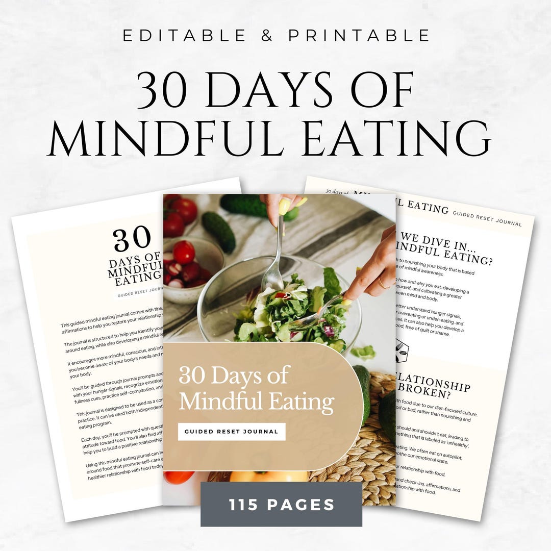 30 Days of Mindful Eating Journal Template Printable Mindfulness ...