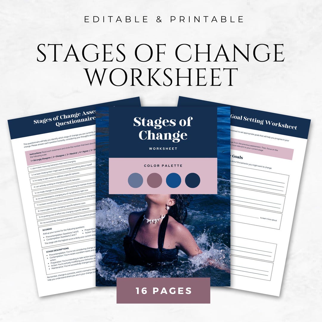Stages of Change Worksheet Behavior Change Templates Therapy Worksheet ...
