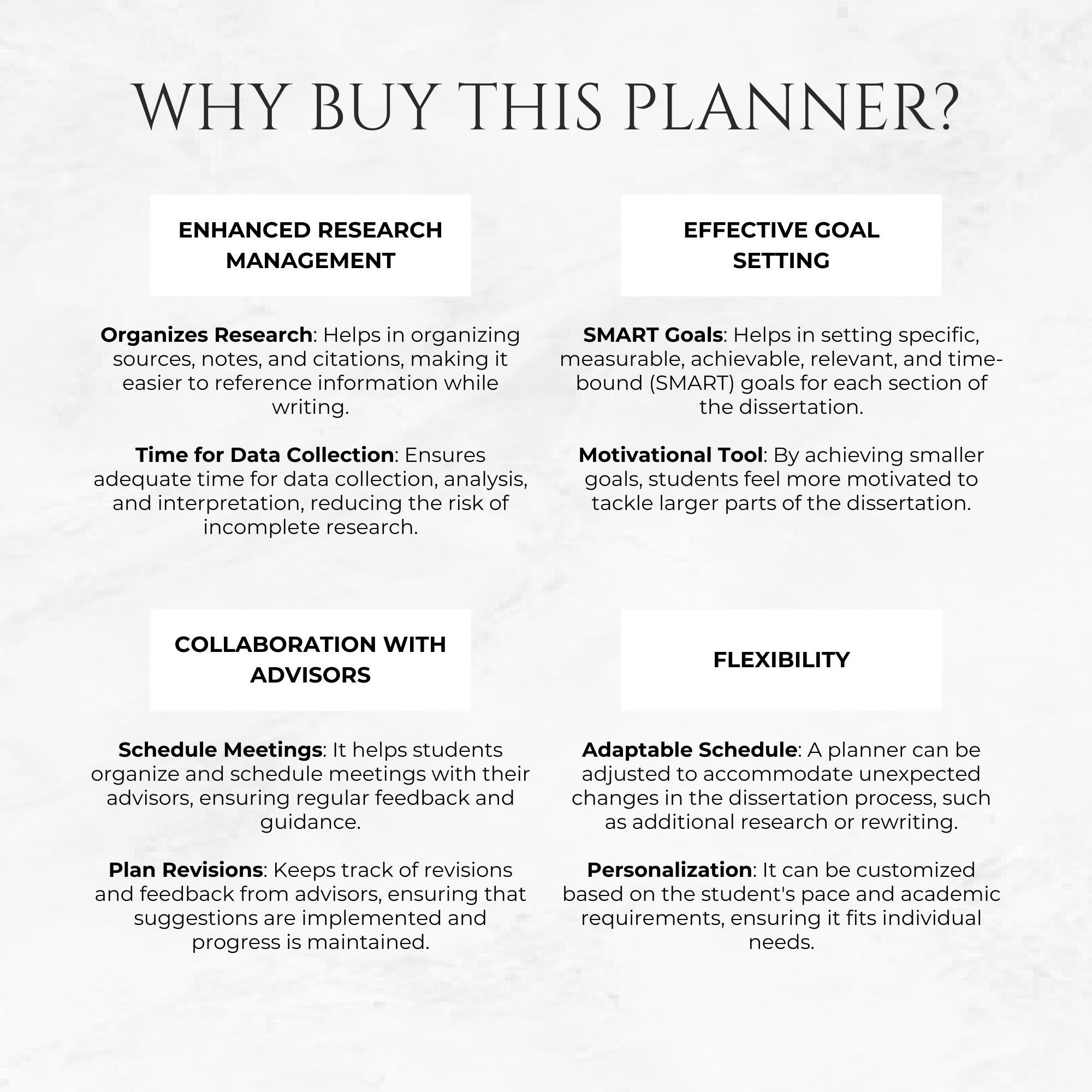 Dissertation Planner Template Printable Academic Planner Phd Planner ...