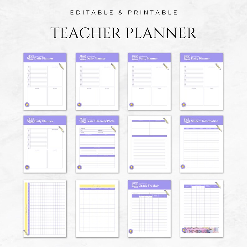 Teacher Planner Template Editable Lesson Planner Classroom Planner ...