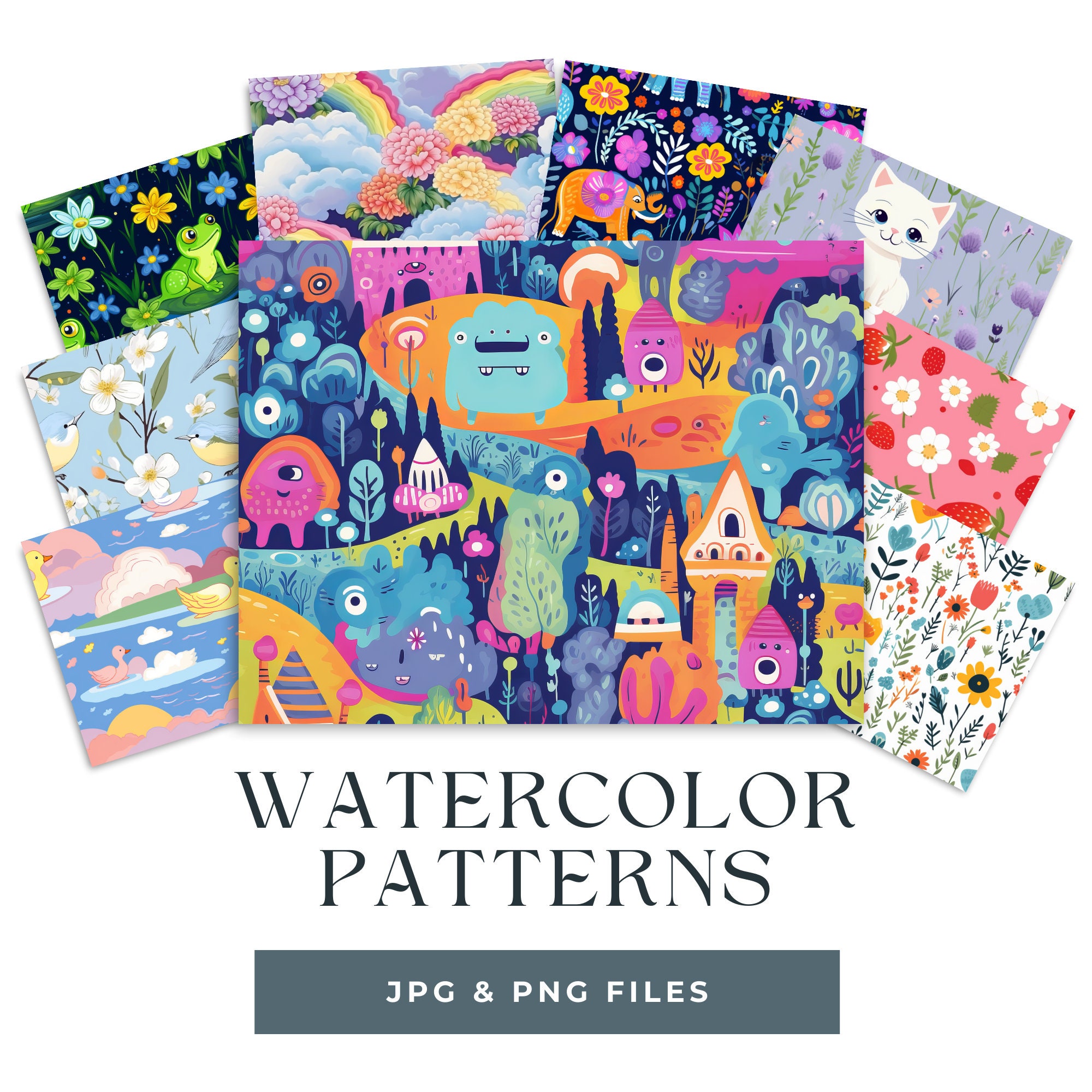 Seamless Florals for Kids Floral Patterns Children's Digital Patterns ...