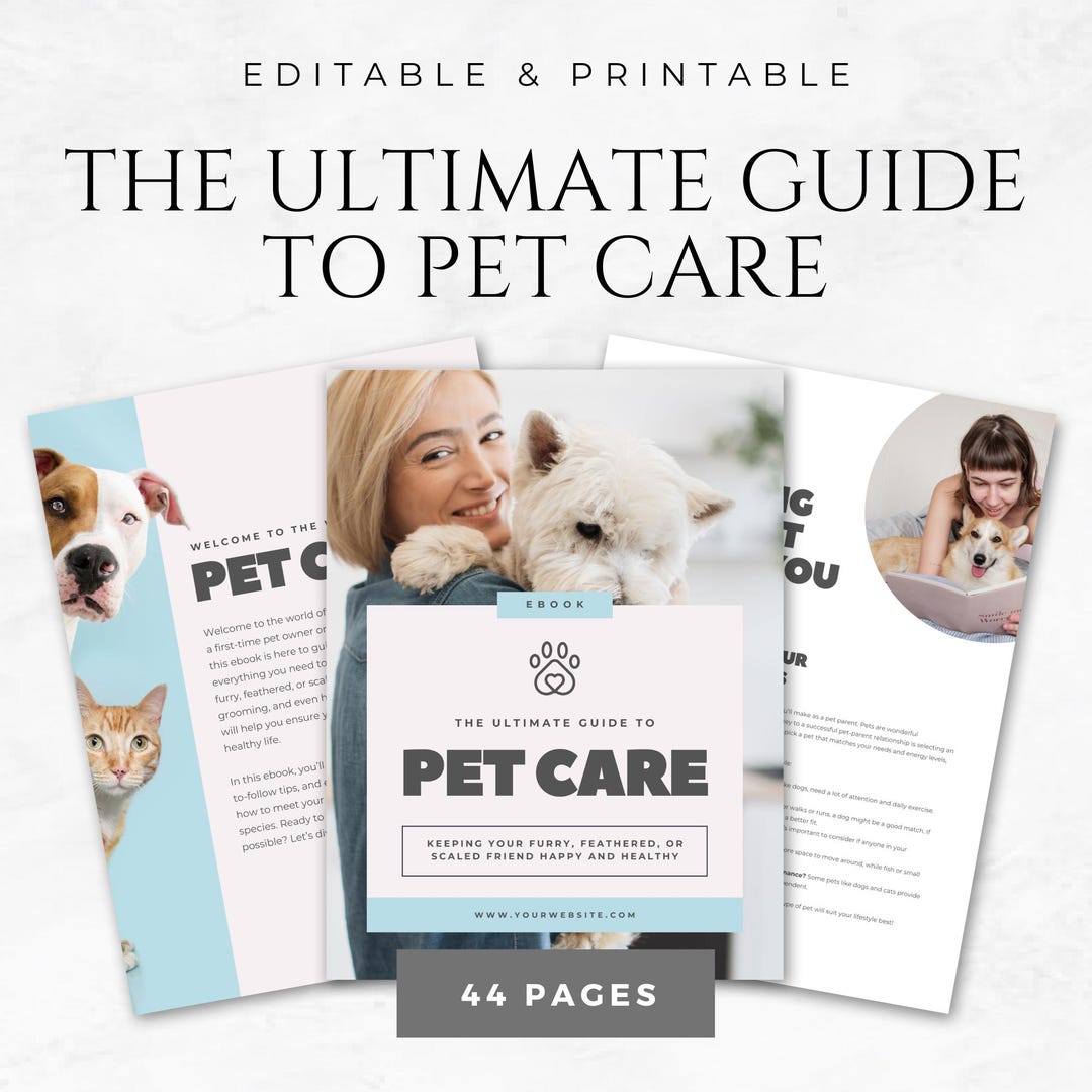 Pet Care Guide Ebook Template Pet Care Planner Pet Care Checklist Pet ...