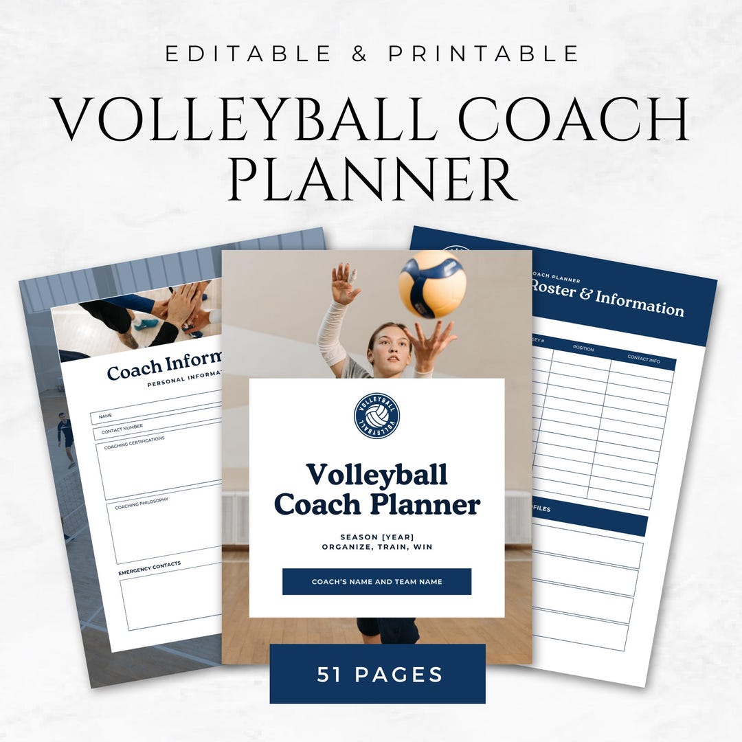 Volleyball Coach Planner Template Printable Sports Coaching Planner ...