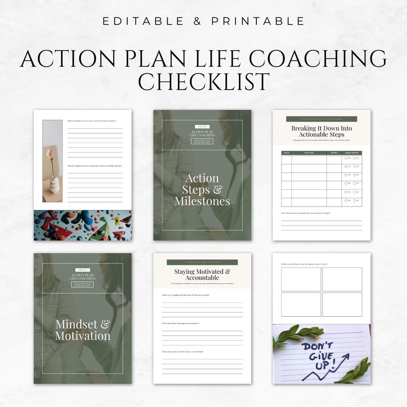 Action Plan Life Coaching Checklists Template Mindset Coaching Planner ...