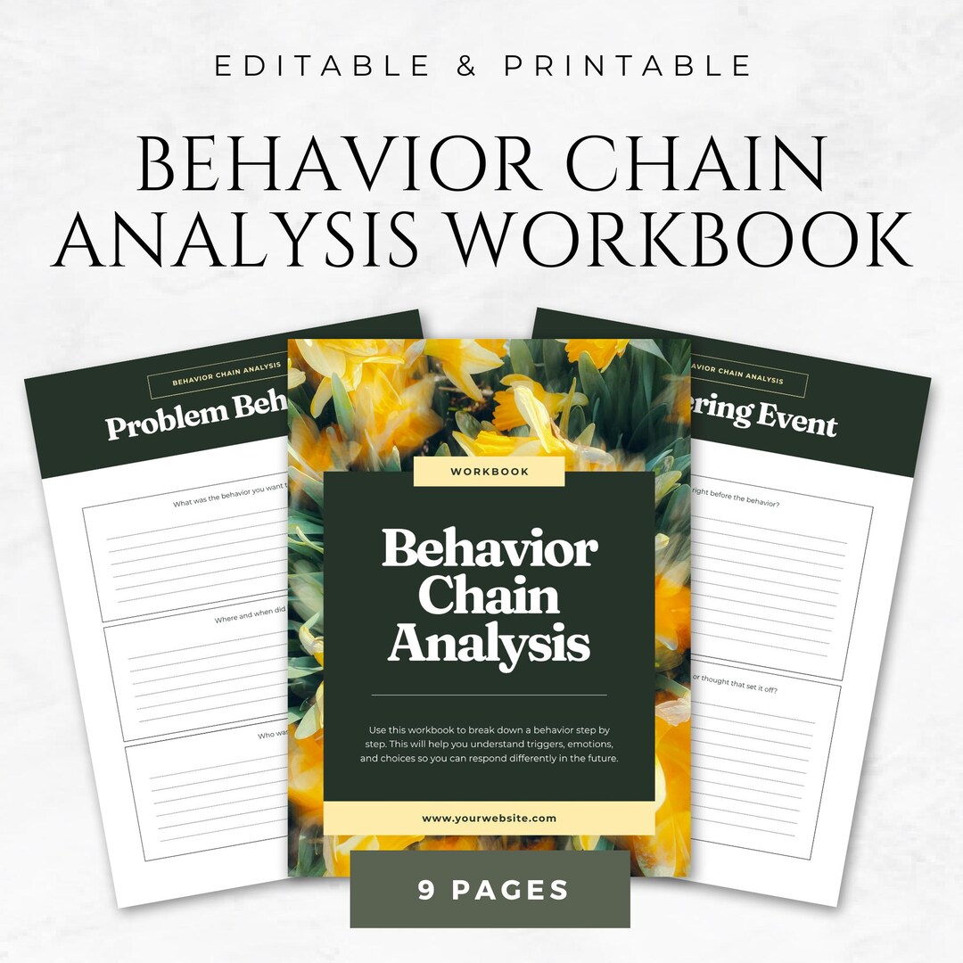 Behavior Chain Analysis Workbook Canva Template Editable DBT Therapy ...