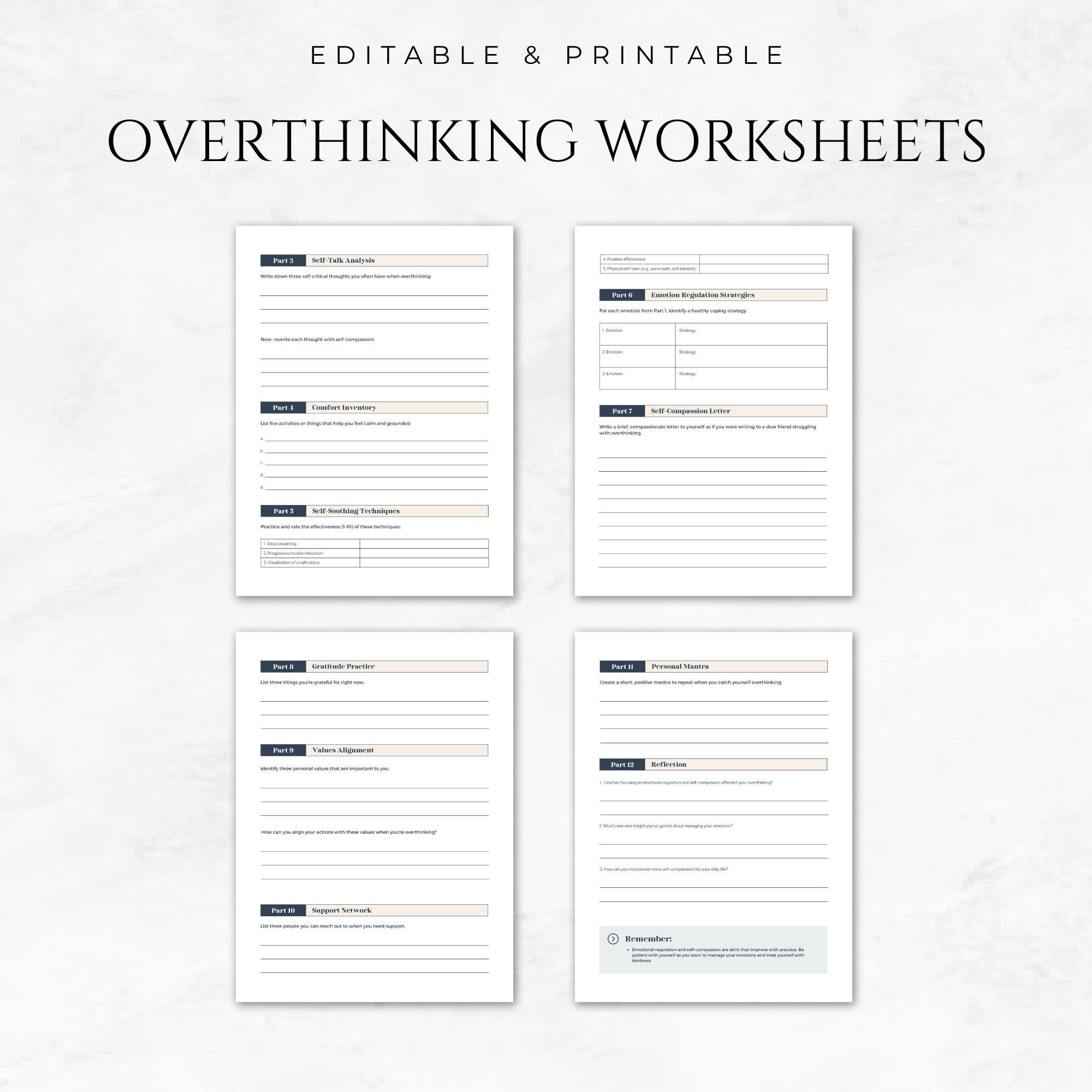 Overthinking Worksheet Template Mental Health Worksheet Cognitive ...