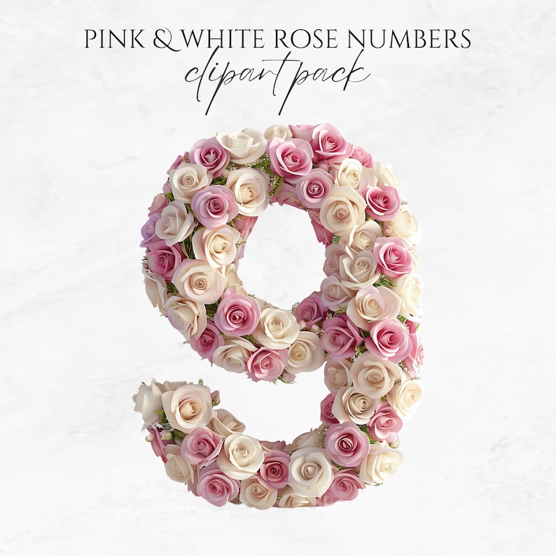 Rose Numbers Clipart Pink Rose Clipart White Rose Clipart Floral ...