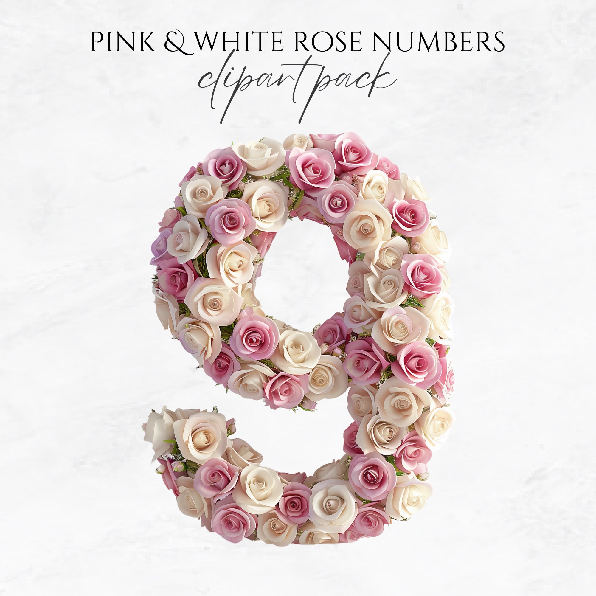 Rose Numbers Clipart Pink Rose Clipart White Rose Clipart Floral ...