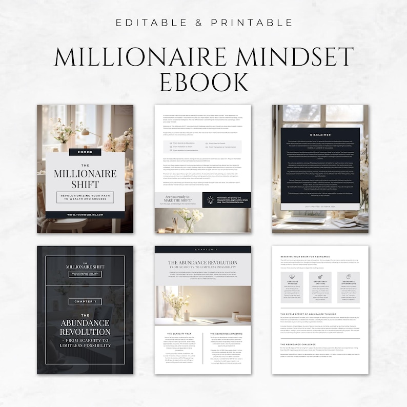 Millionaire Mindset Ebook Template Printable Wealth Mindset Guide ...