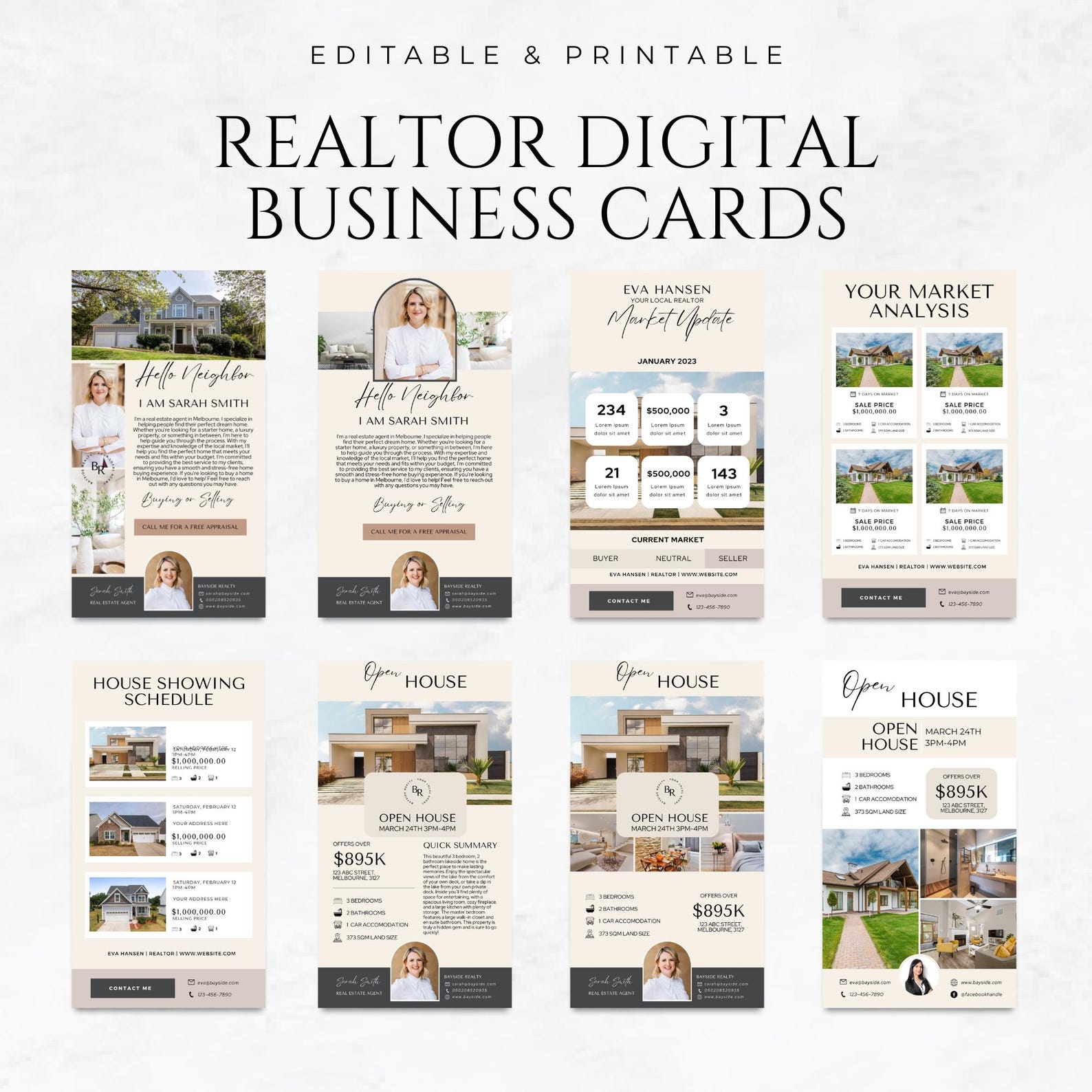Realtor Digital Business Card Printable Minimalist Real Estate Business ...