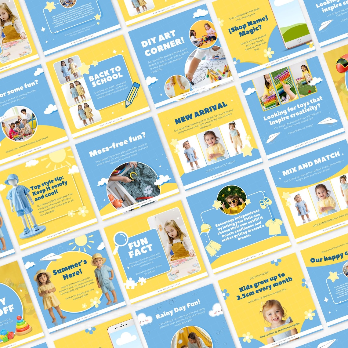 Kids Shop Colorful Social Media Posts Kids Clothing Instagram Templates ...
