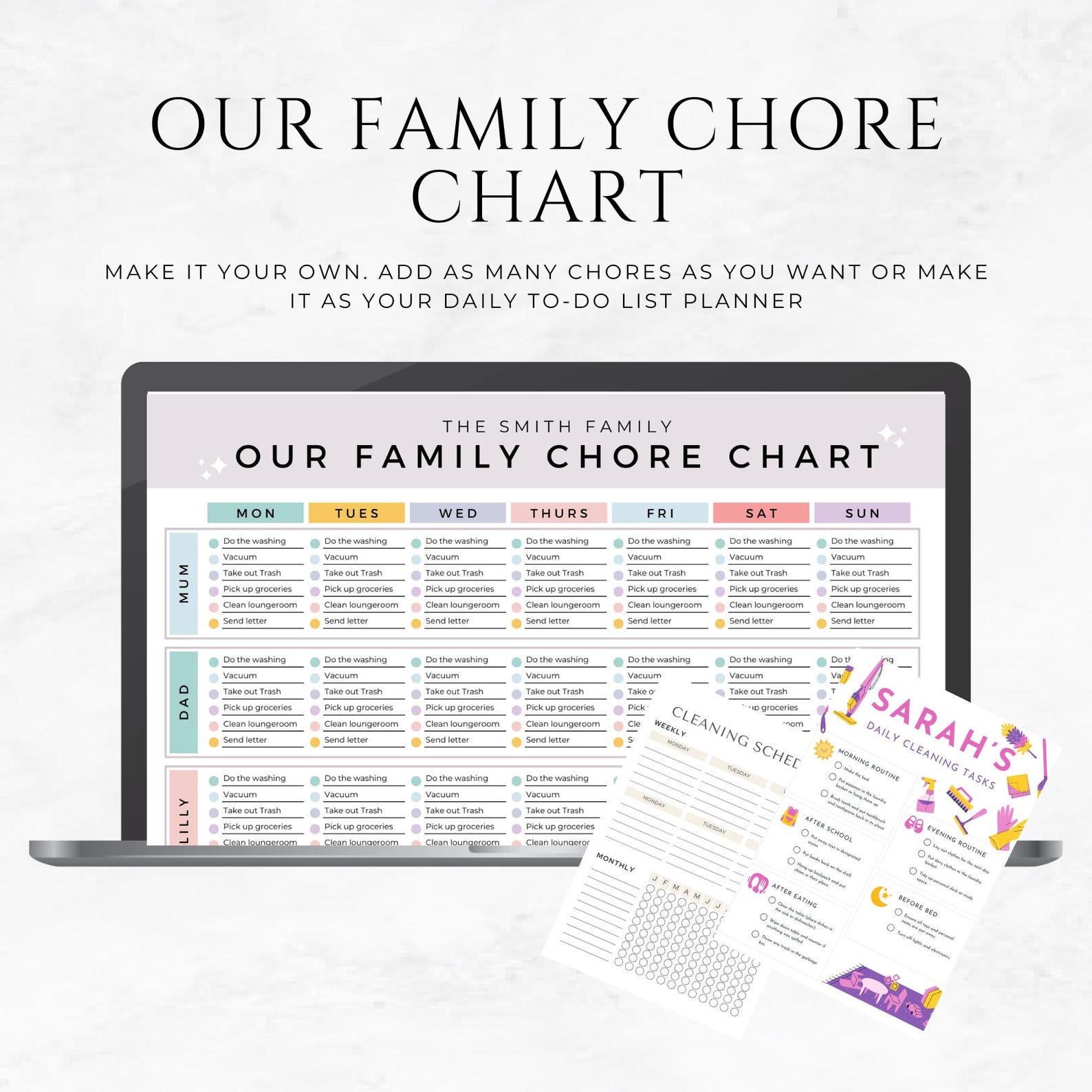 Home Management Templates Household Organizer Printables Family Chore ...