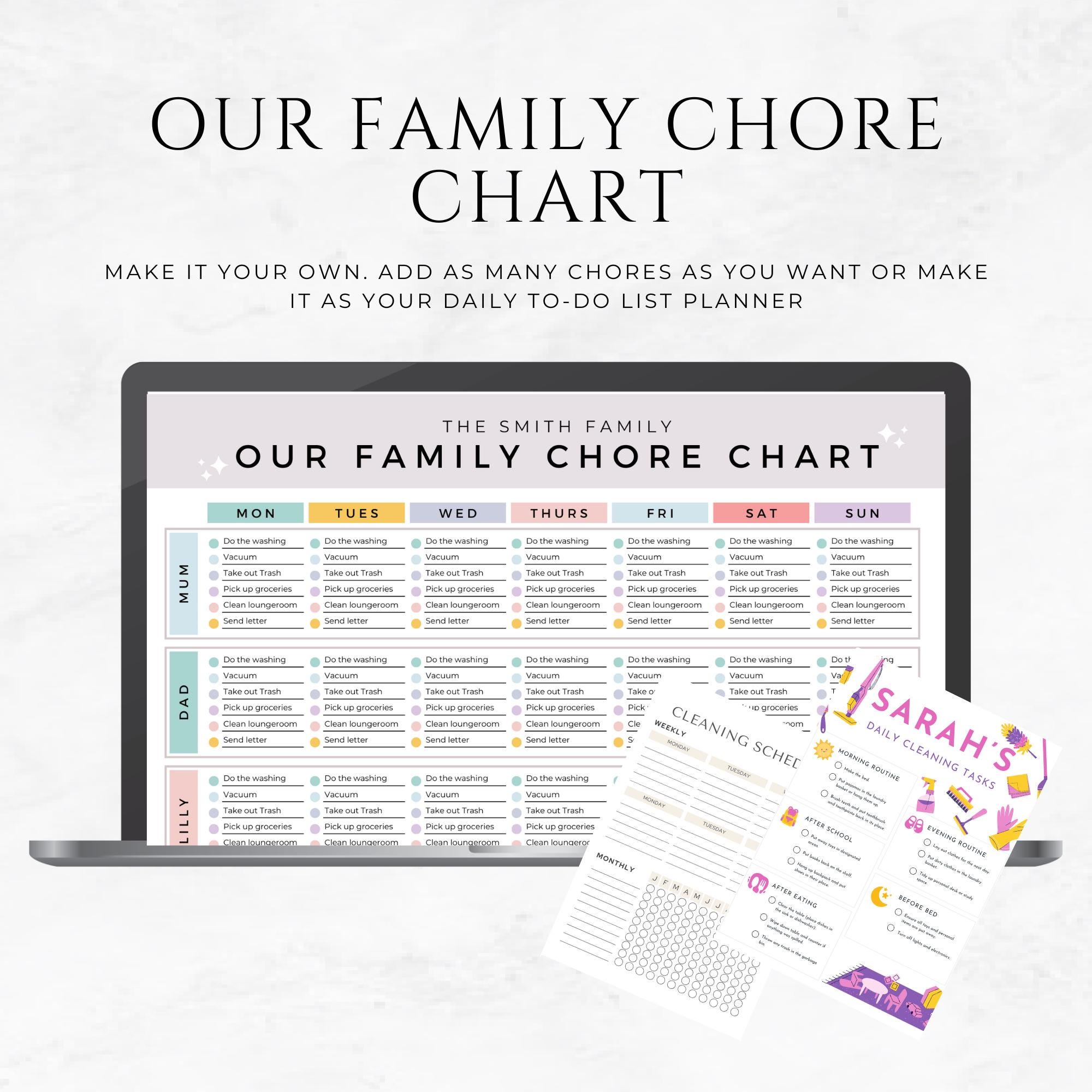 Home Management Templates Household Organizer Printables Family Chore ...