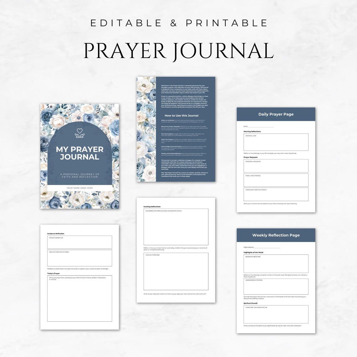 Daily Prayer Journal Template Prayer Planner Spiritual Journal ...