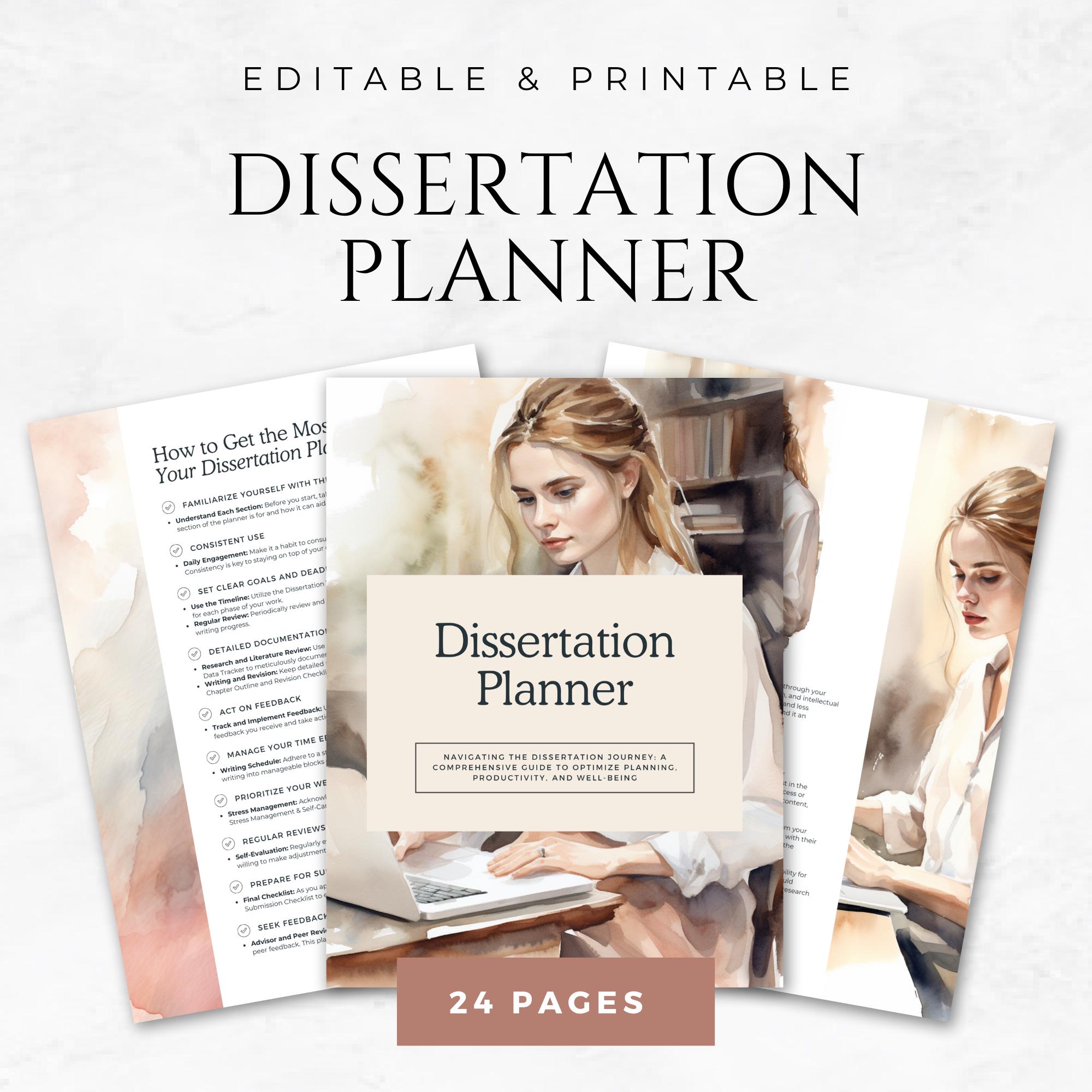 Dissertation Planner Template Printable Academic Planner Phd Planner ...