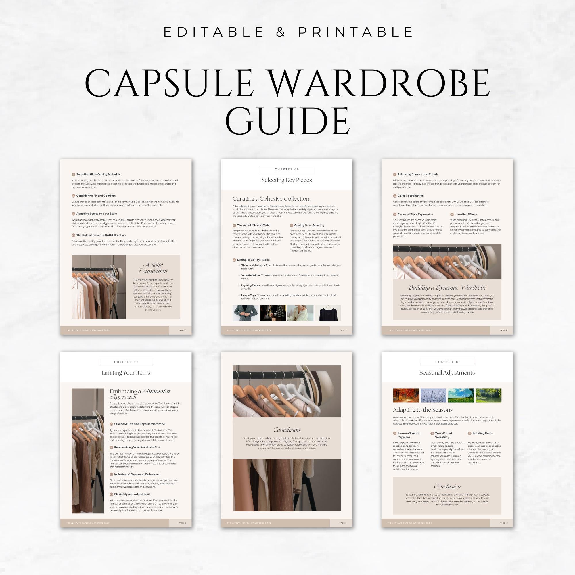 The Ultimate Capsule Wardrobe Guide Template Printable Minimalist ...