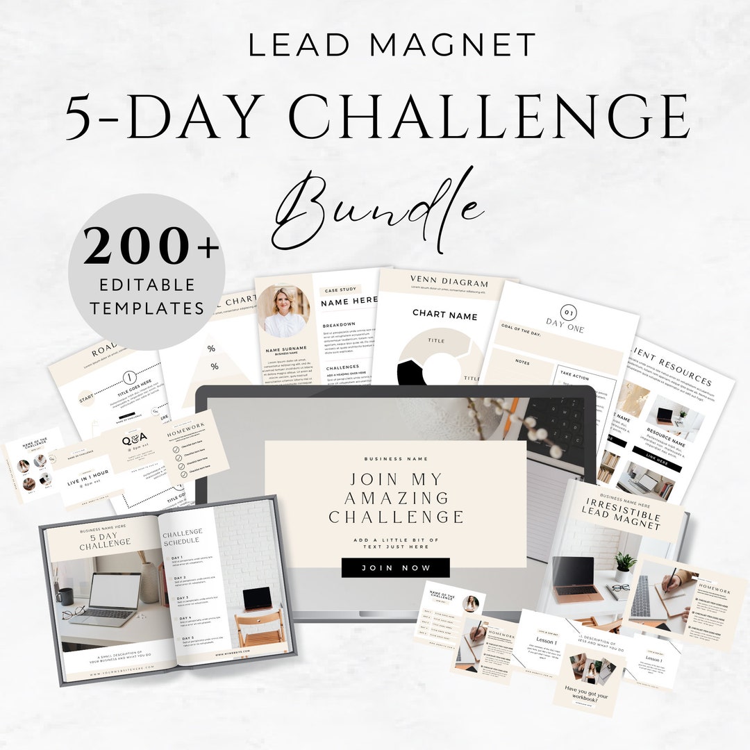 Online Challenge Lead Magnet Template Bundle, Canva Website Page, Free Challenge Workbook, Lead ...